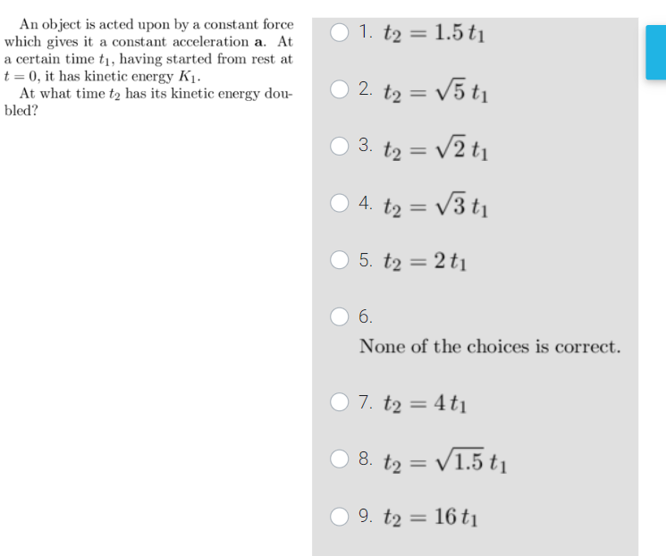 Solved An object is acted upon by a constant forcewhich | Chegg.com