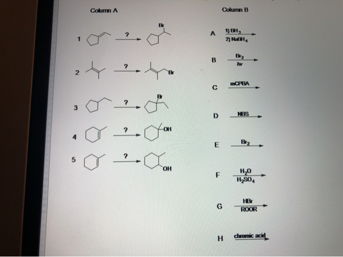 Solved match each reaction from column A With its respective | Chegg.com