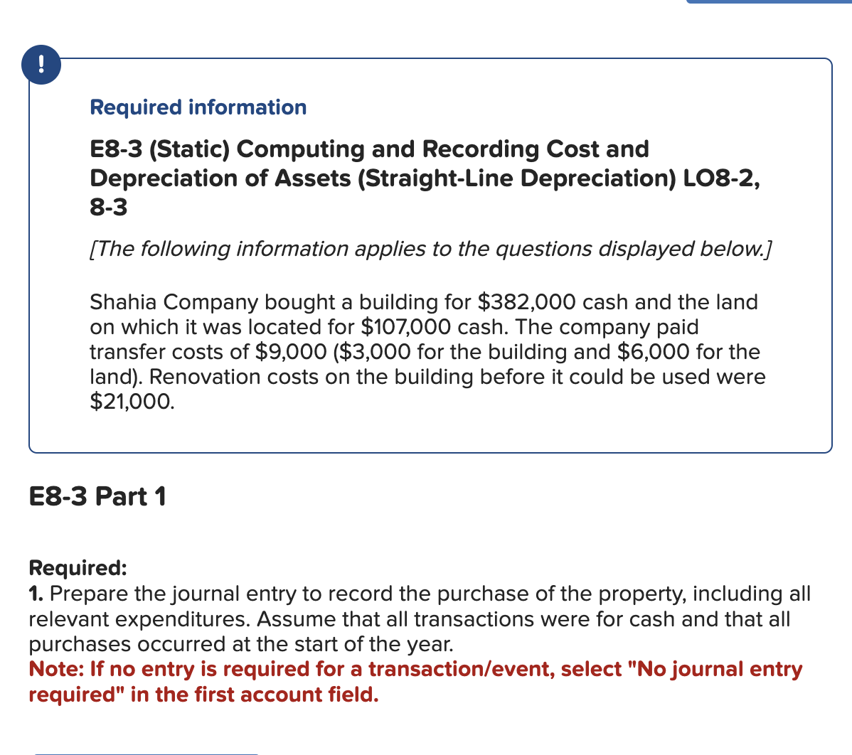 Solved Required information E8-3 (Static) ﻿Computing and | Chegg.com