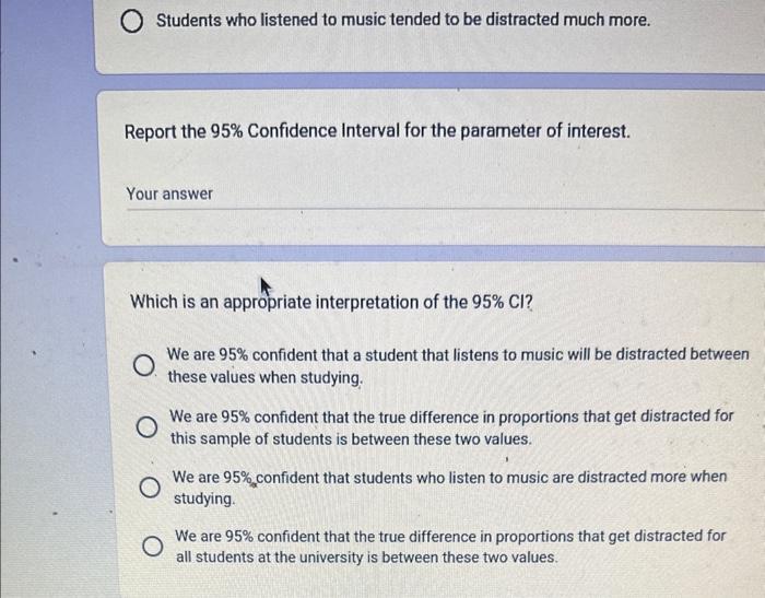 Solved Scenario for all questions: Does music distract | Chegg.com