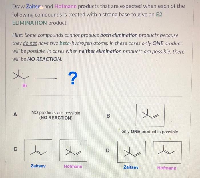 Solved Draw Zaitse" and Hofmann products that are expected | Chegg.com