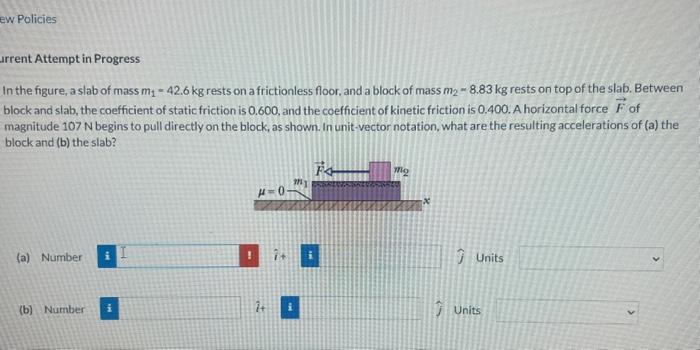 Solved In the figure, a slab of mass m1=42.6 kg rests on a | Chegg.com