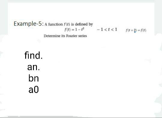 Solved Example-5: A function f(t) is defined by f(t) = 1-2 | Chegg.com
