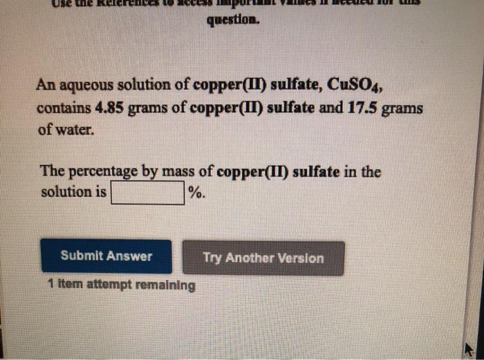 Solved we question. An aqueous solution of copper(II) | Chegg.com