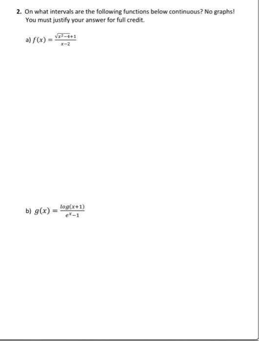 Solved 2. On what intervals are the following functions | Chegg.com