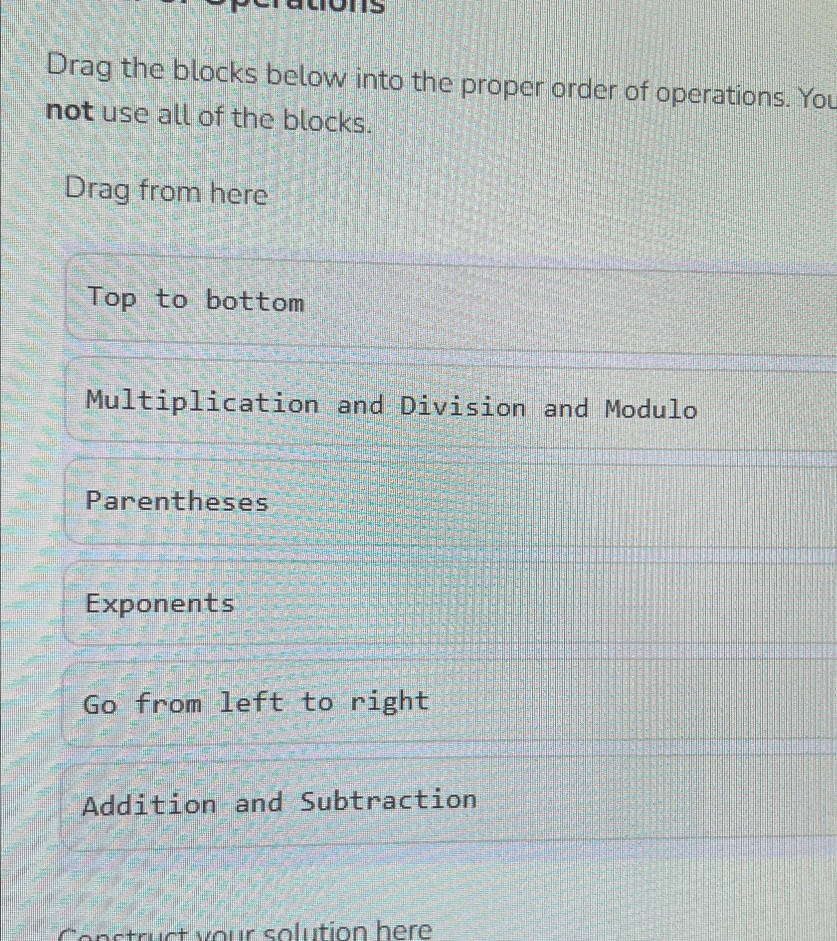 Solved Drag the blocks below into the proper order of | Chegg.com
