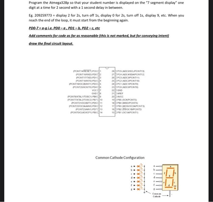Program the Atmega328p so that your student number is | Chegg.com