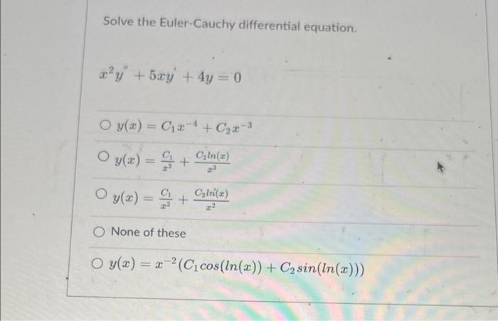 Solved Solve the Euler-Cauchy differential equation. | Chegg.com