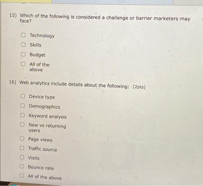 15) Which of the following is considered a challenge | Chegg.com