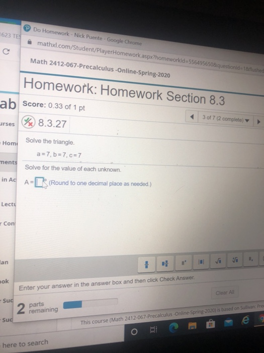 Solved 1623 TE Do Homework - Nick Puente - Google Chrome | Chegg.com