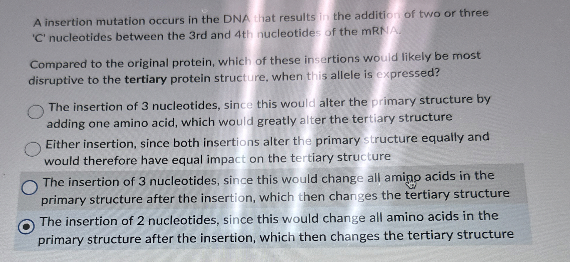 High Quality SOLUTION A insertion mutation occurs in the DNA that results | Chegg.com