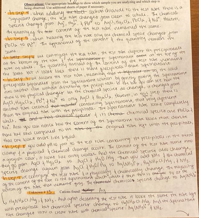 8-3: Identification of Cations in Solution - Ag*, | Chegg.com
