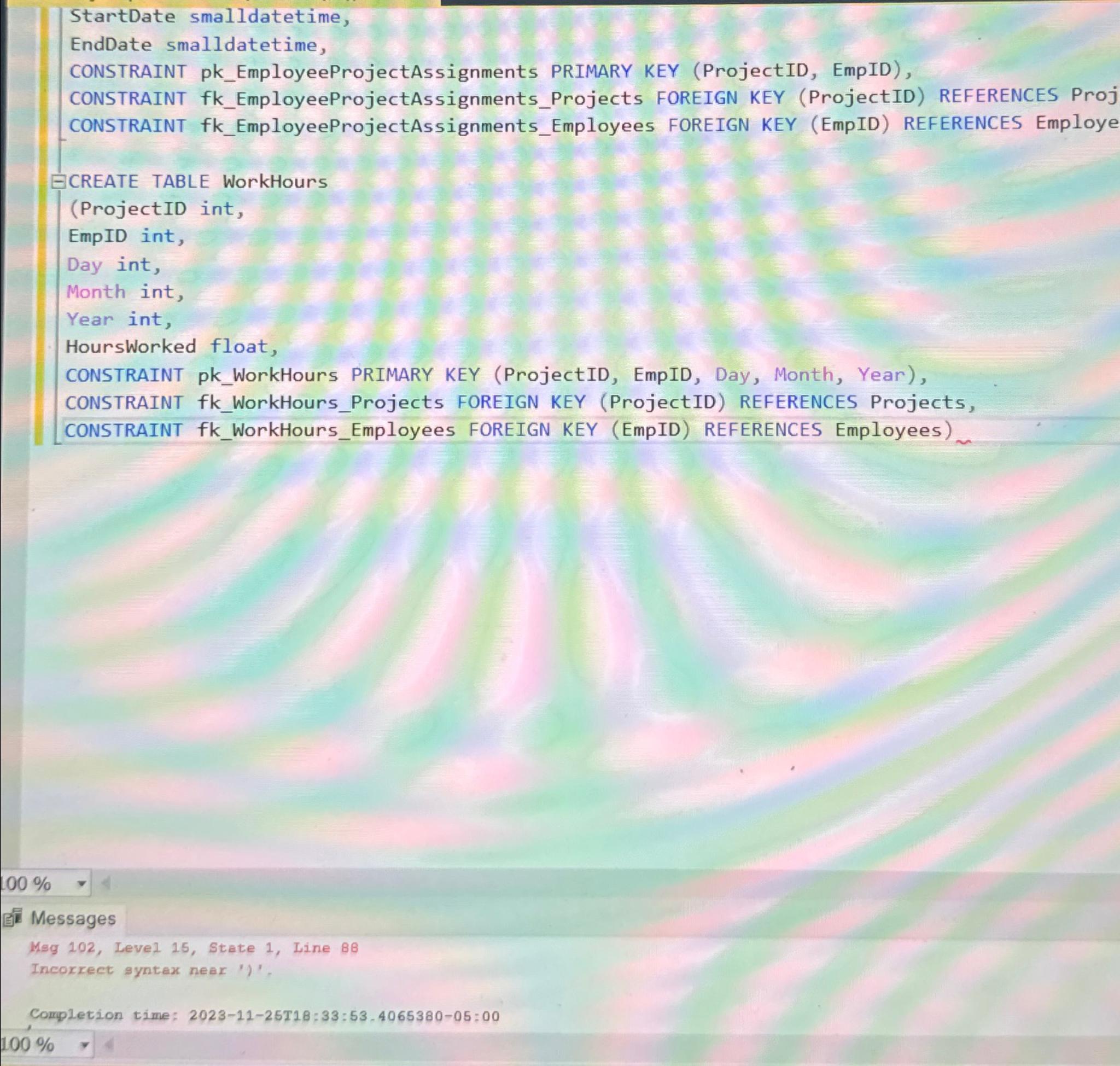 Solved StartDate smalldatetime,EndDate | Chegg.com