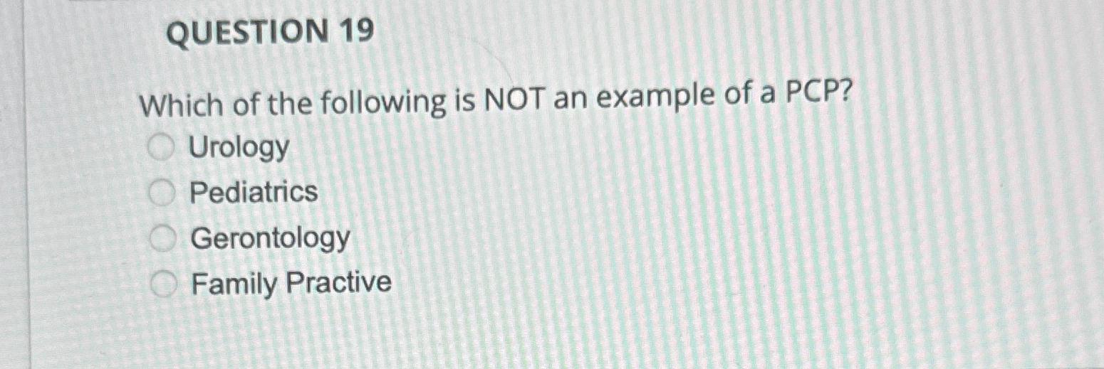 Solved QUESTION 19Which of the following is NOT an example | Chegg.com