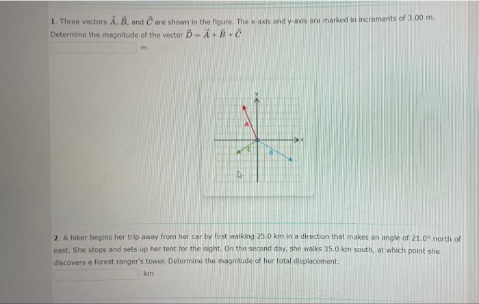 Solved 1. Three vectors A, B and C are shown in the figure. | Chegg.com