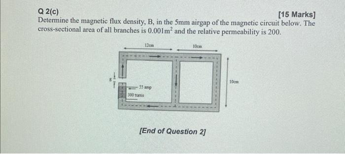 Solved Q 2(c) [15 Marks] Determine the magnetic flux | Chegg.com