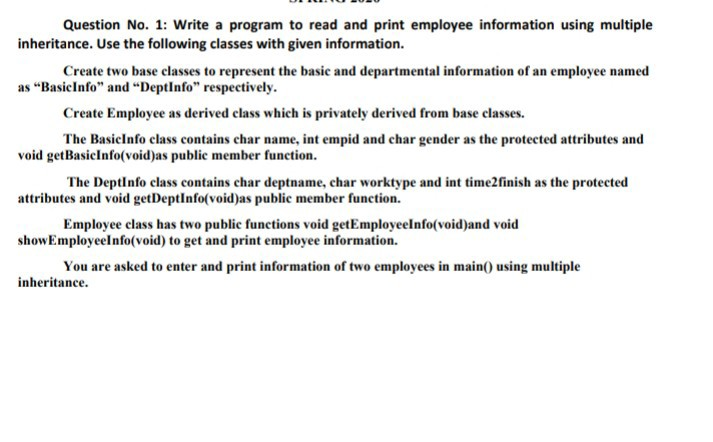 Solved Question No 1 Write A Program To Read And Print
