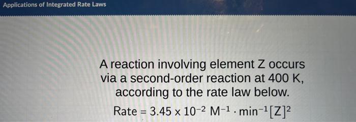 Solved A reaction involving element Z occurs via a | Chegg.com