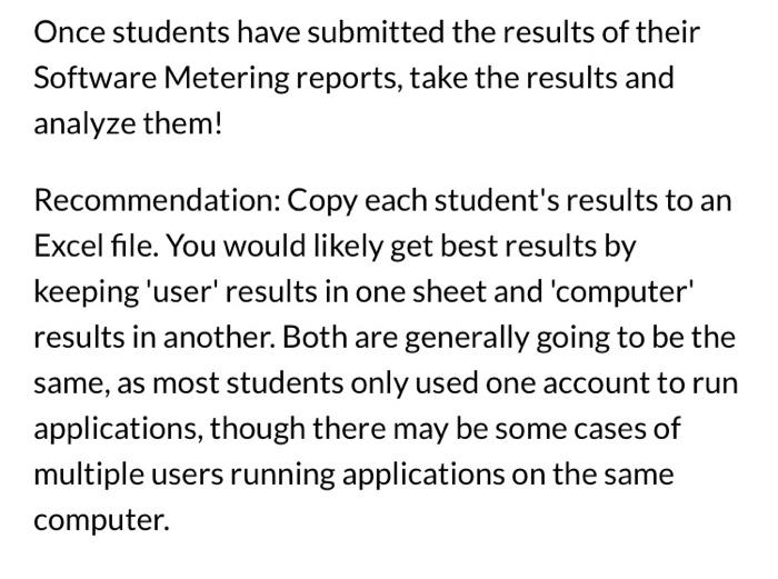 Solved Once students have submitted the results of their | Chegg.com
