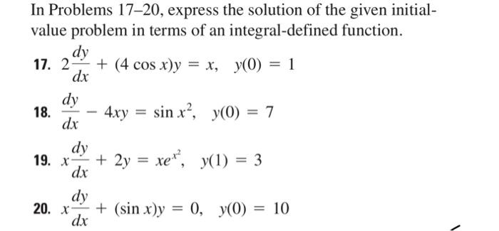 Solved In Problems 17-20, express the solution of the given | Chegg.com