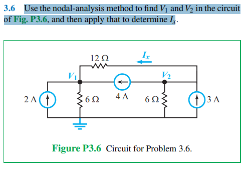 Solved Use the nodal-analysis method to find V1 ﻿and V2 ﻿in | Chegg.com