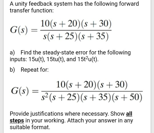 Solved A unity feedback system has the following forward | Chegg.com