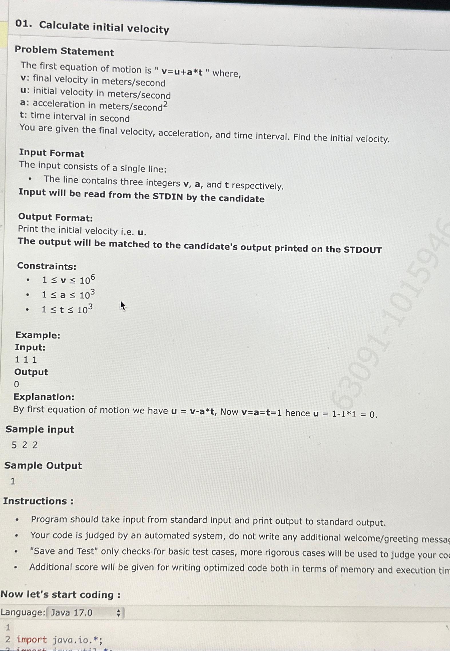 Solved Calculate initial velocityProblem StatementThe first | Chegg.com