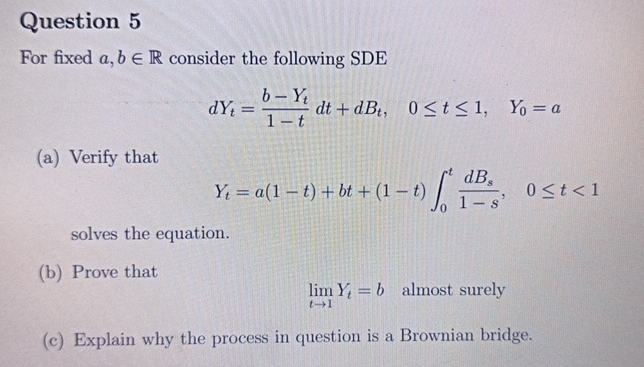 Solved Question 5For fixed a,binR consider the following | Chegg.com