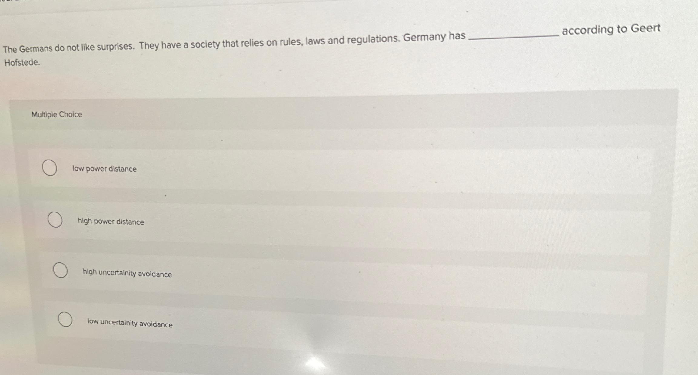 Solved The Germans do not like surprises. They have a | Chegg.com