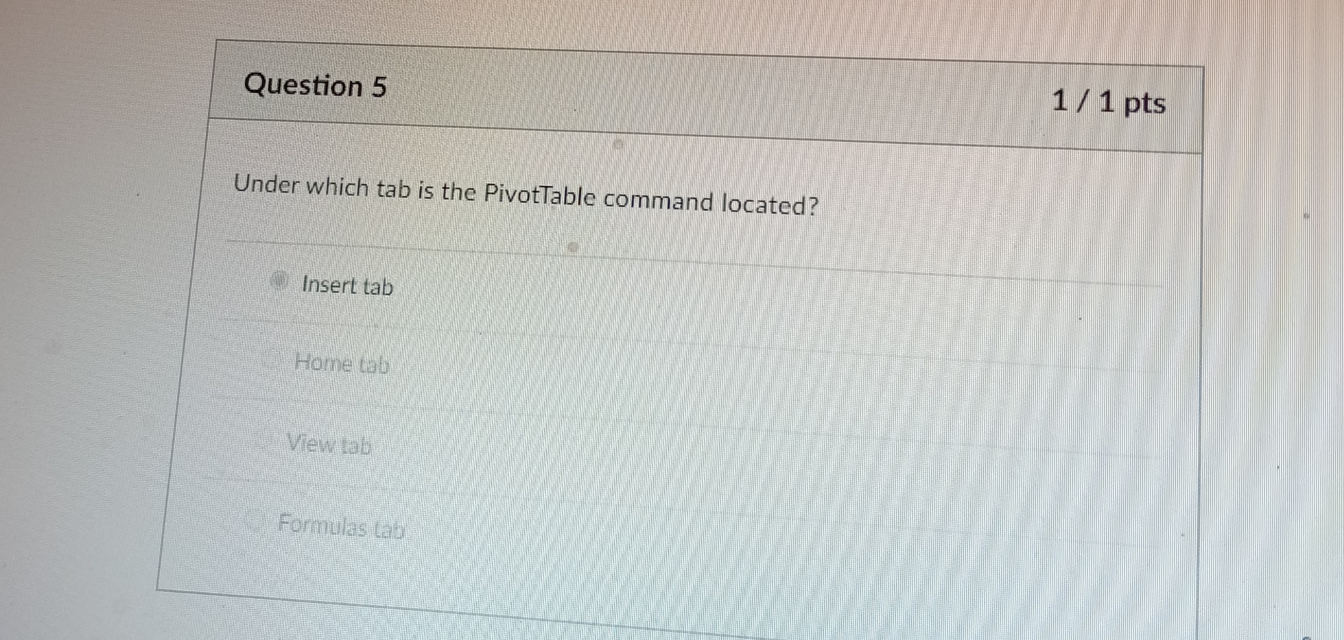 Solved Question 511 ﻿ptsUnder which tab is the PivotTable | Chegg.com