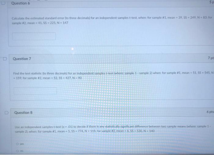 Solved Question 6 5p Calculate the estimated standard error | Chegg.com