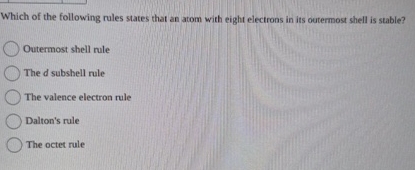 Solved Which of the following rules states that an atom with | Chegg.com