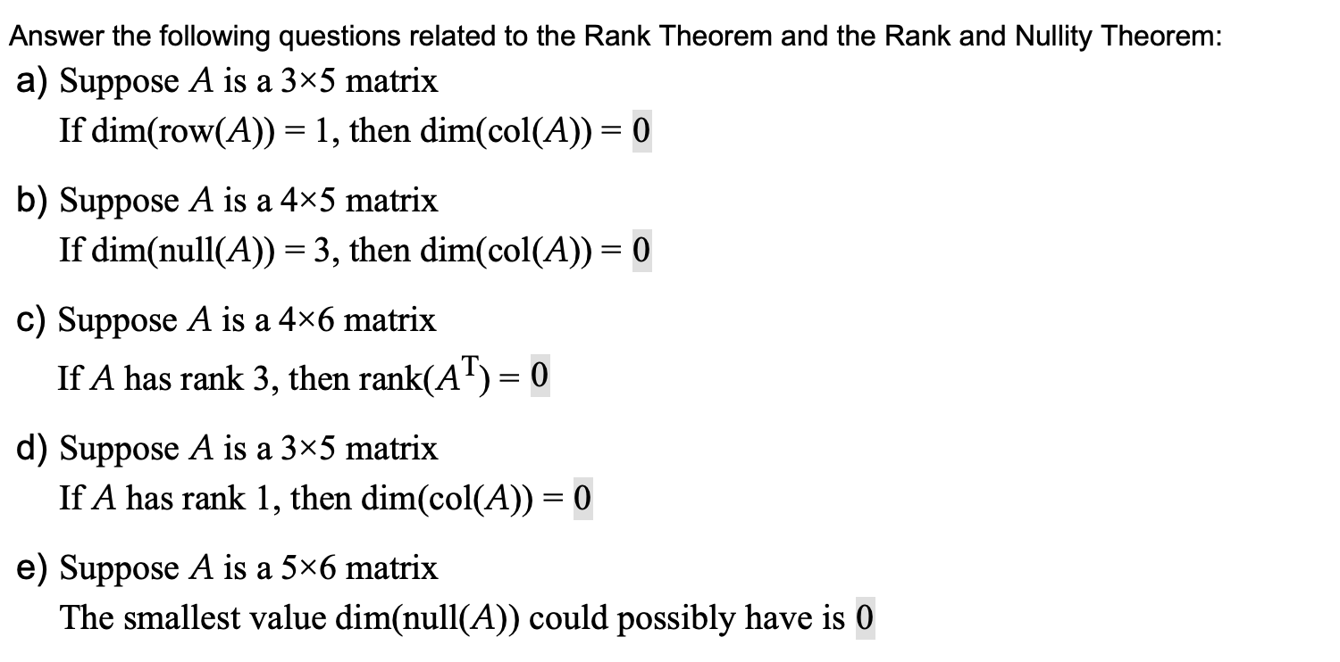 Solved Answer the following questions related to the Rank | Chegg.com