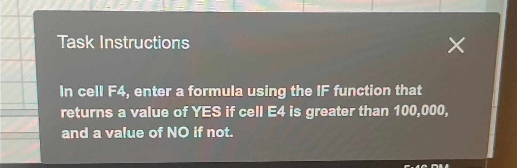 Solved Task InstructionsIn cell F4, ﻿enter a formula using | Chegg.com