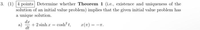 Solved (1) 4 points Determine whether Theorem 1 (i.e., | Chegg.com