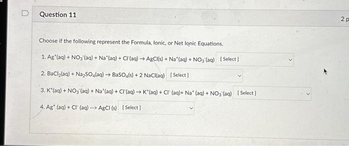 Solved Choose if the following represent the Formula, Ionic, | Chegg.com