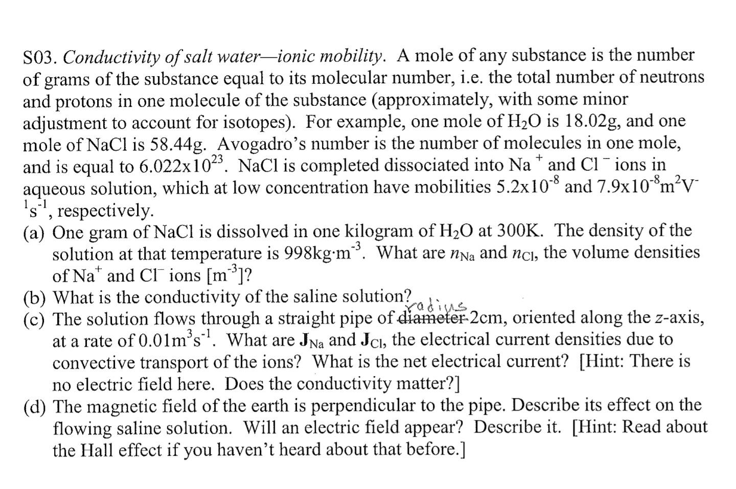 Solved S03. Conductivity of salt water-ionic mobility. A | Chegg.com