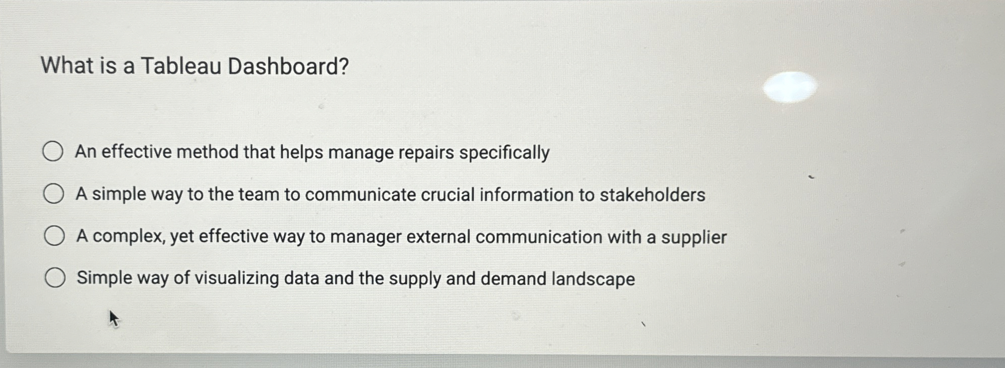 Solved What is a Tableau Dashboard?An effective method that | Chegg.com