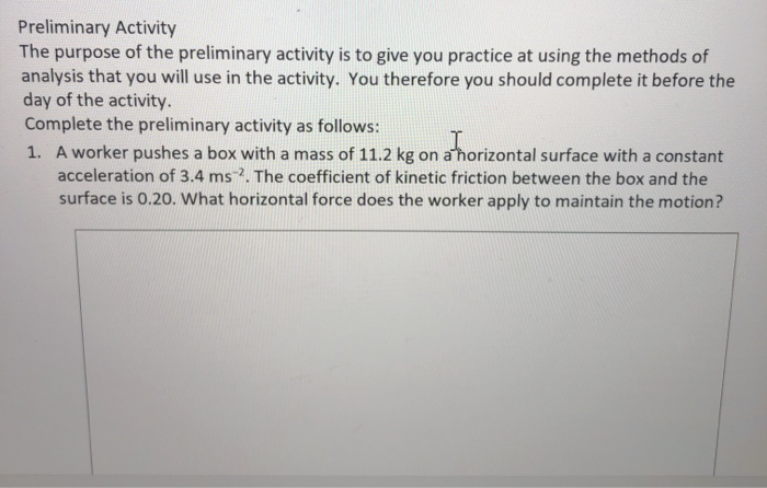 Solved Preliminary Activity The purpose of the preliminary | Chegg.com
