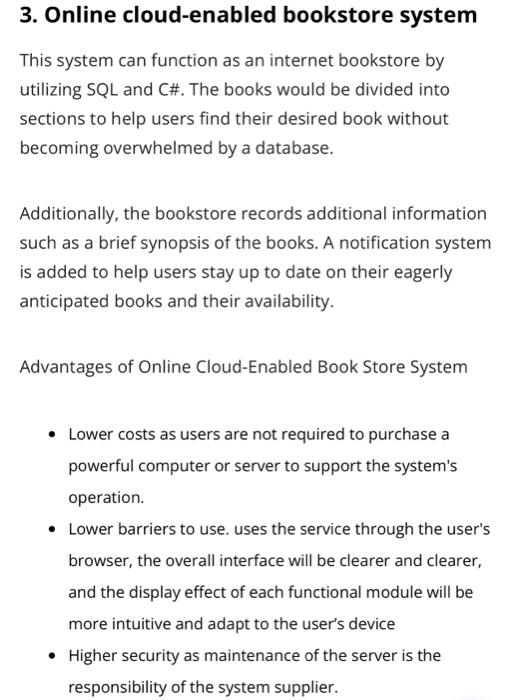 Solved 3. Online cloud-enabled bookstore system This system | Chegg.com