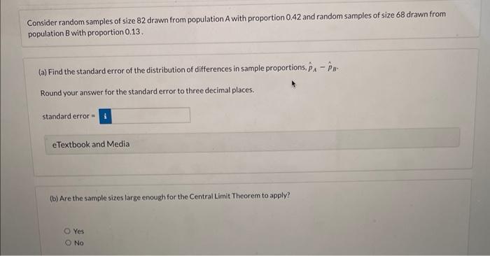 Solved Consider random samples of size 82 drawn from | Chegg.com