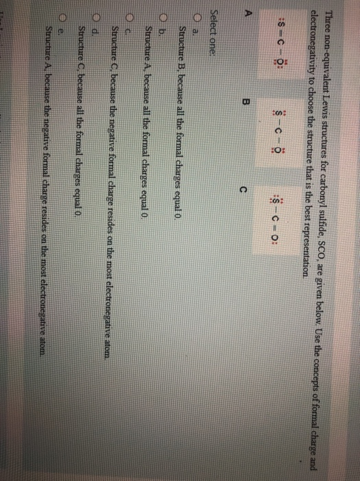 Solved Three non-equivalent Lewis structures for carbonyl | Chegg.com