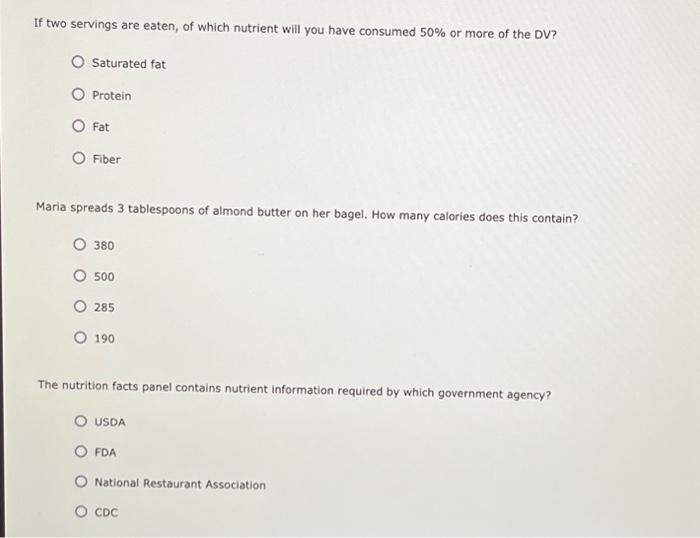 Solved The Nutrition Facts panel provides valuable nutrition | Chegg.com
