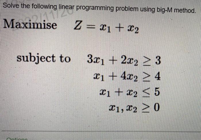 Solved Solve The Following Linear Programming Problem Using 9531