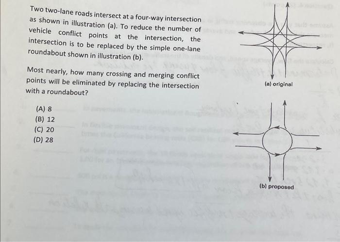 Solved Two two-lane roads intersect at a four-way | Chegg.com