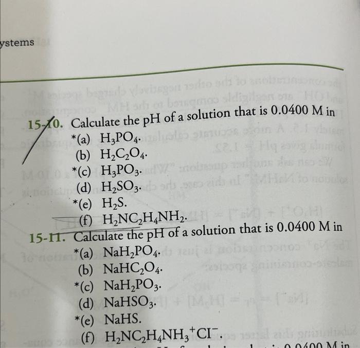 Solved 15-10. Calculate the pH of a solution that is 0.0400M | Chegg.com