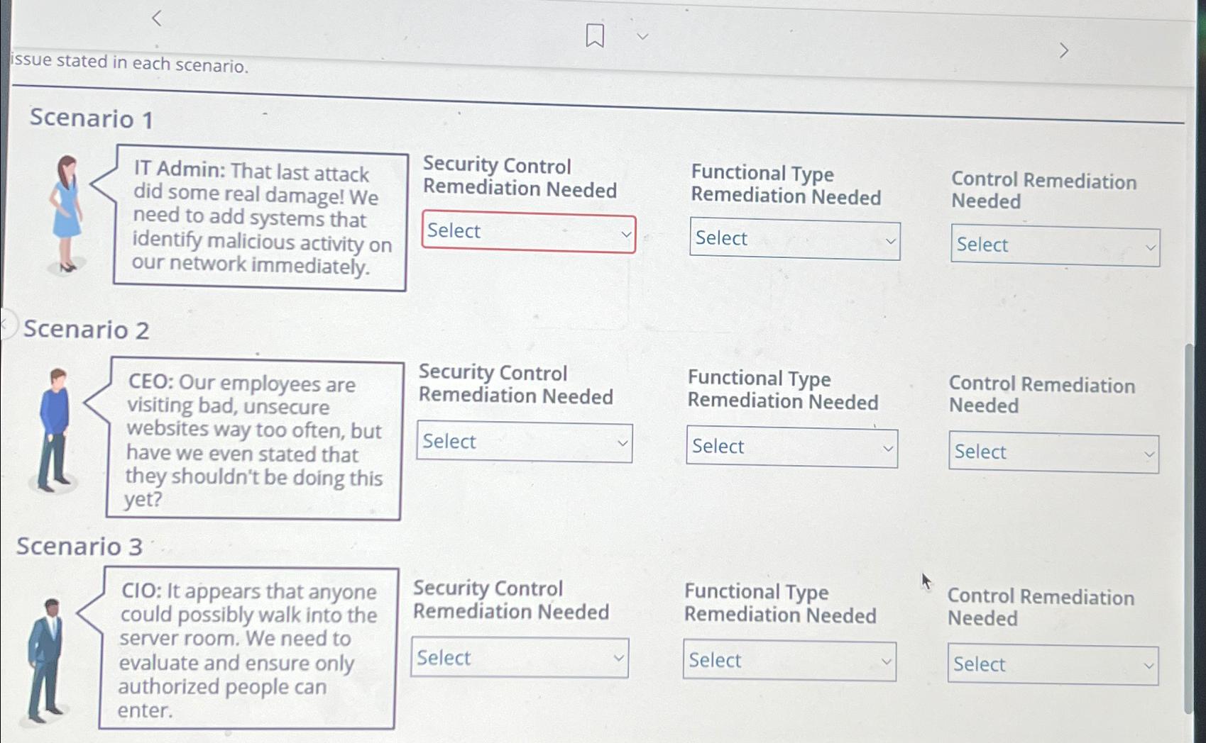 issue stated in each scenario.Scenario 1IT Admin: | Chegg.com