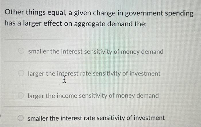 Solved Other things equal, a given change in government | Chegg.com