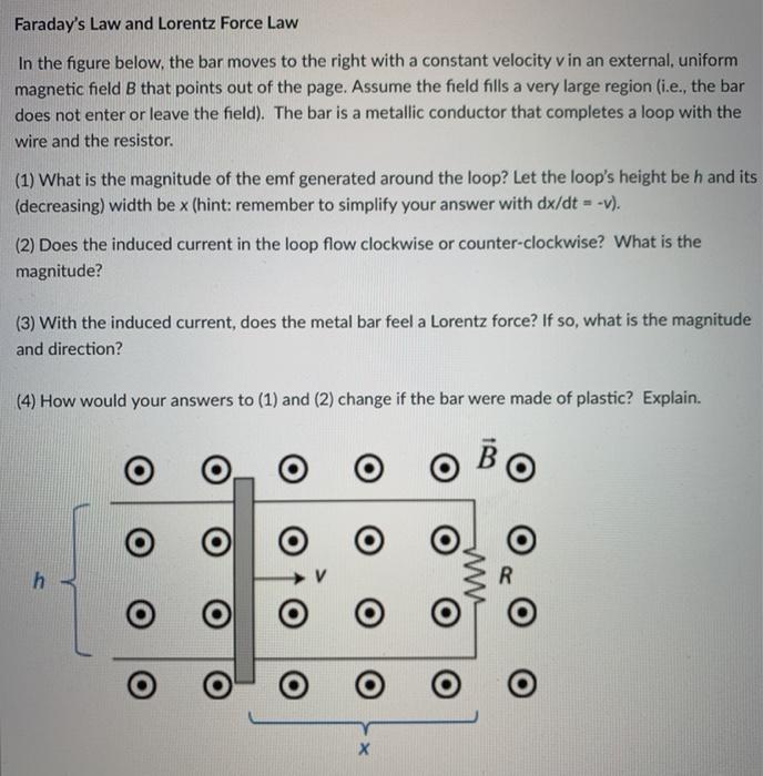 Solved Faraday's Law and Lorentz Force Law In the figure | Chegg.com