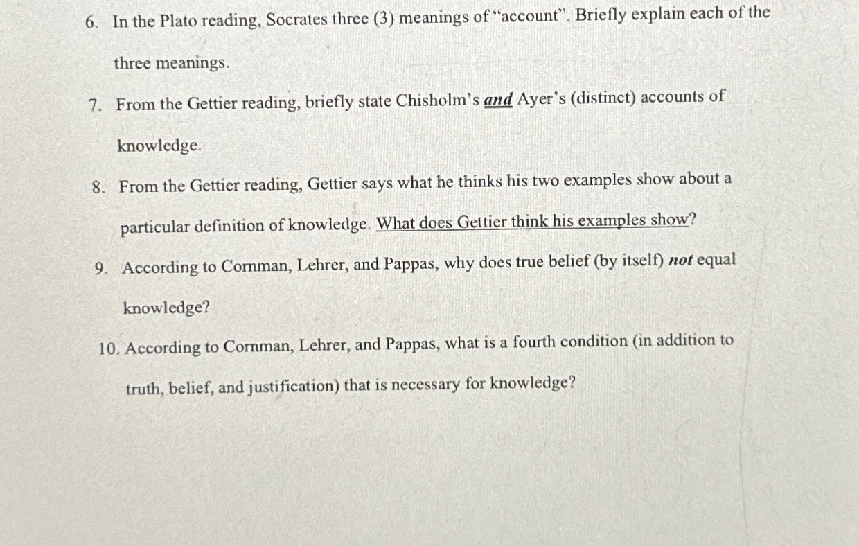 Solved In the Plato reading, Socrates three (3) ﻿meanings of | Chegg.com